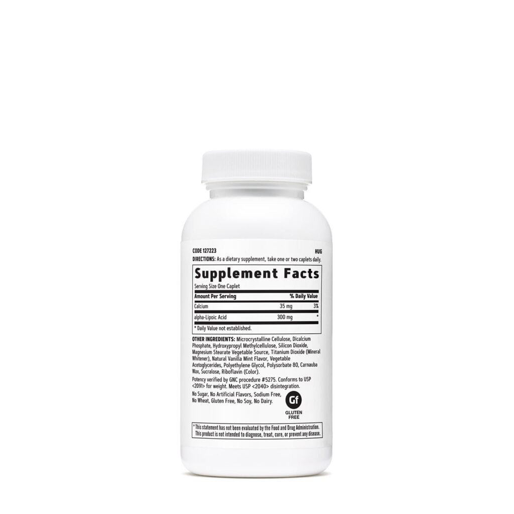 GNC Alpha Lipoic Acid 300 mg - 60 Caplets (Imported - USA) - Nutrition ...